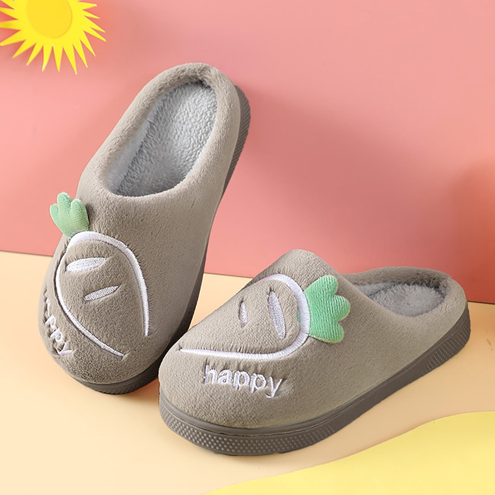 Gubotare Slippers Kids Boys Girls House Slippers Warm Plush Winter ...