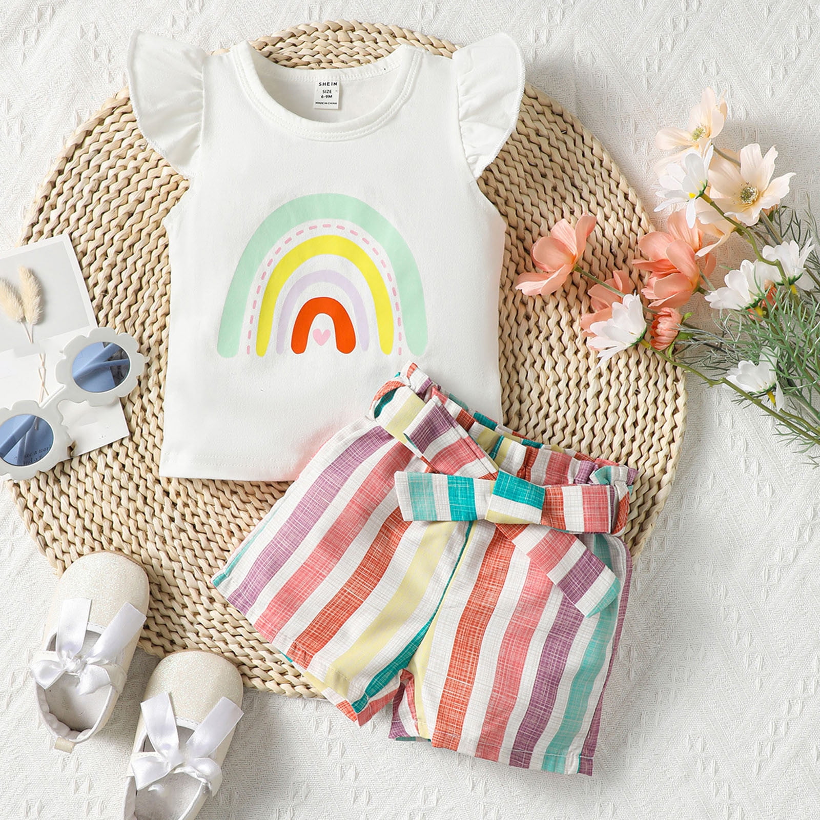 Gubotare Summer Sets Girl 2 Piece Girls Clothes Set Character Print ...