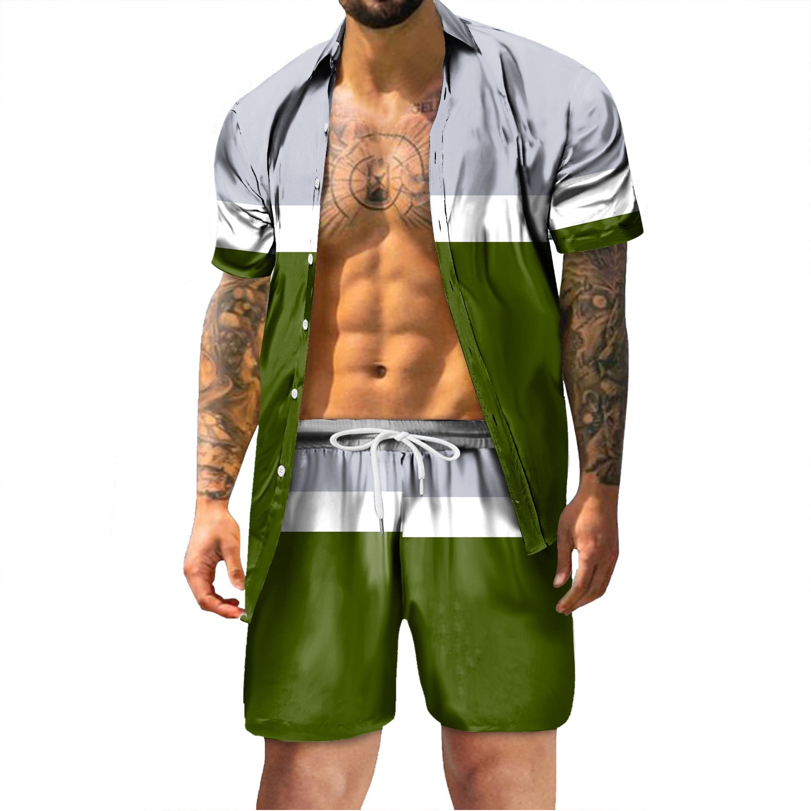Gubotare Summer Sets Men 2 Piece Mens Polo Shirt And Shorts Set Summer