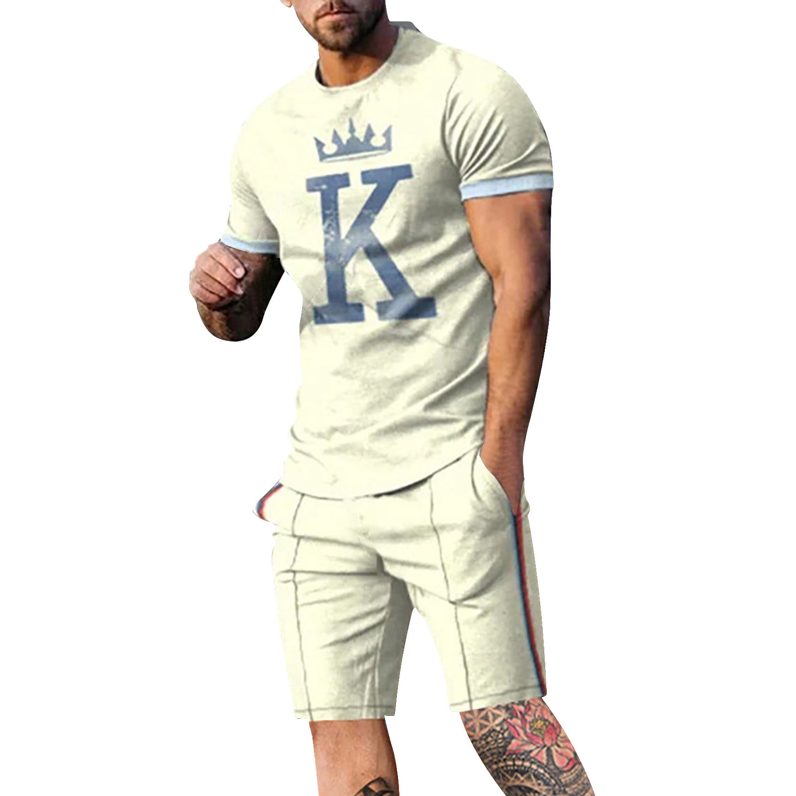 Gubotare Summer Short Sets Men 2 Piece Outfits Mens Casual 2 Piece