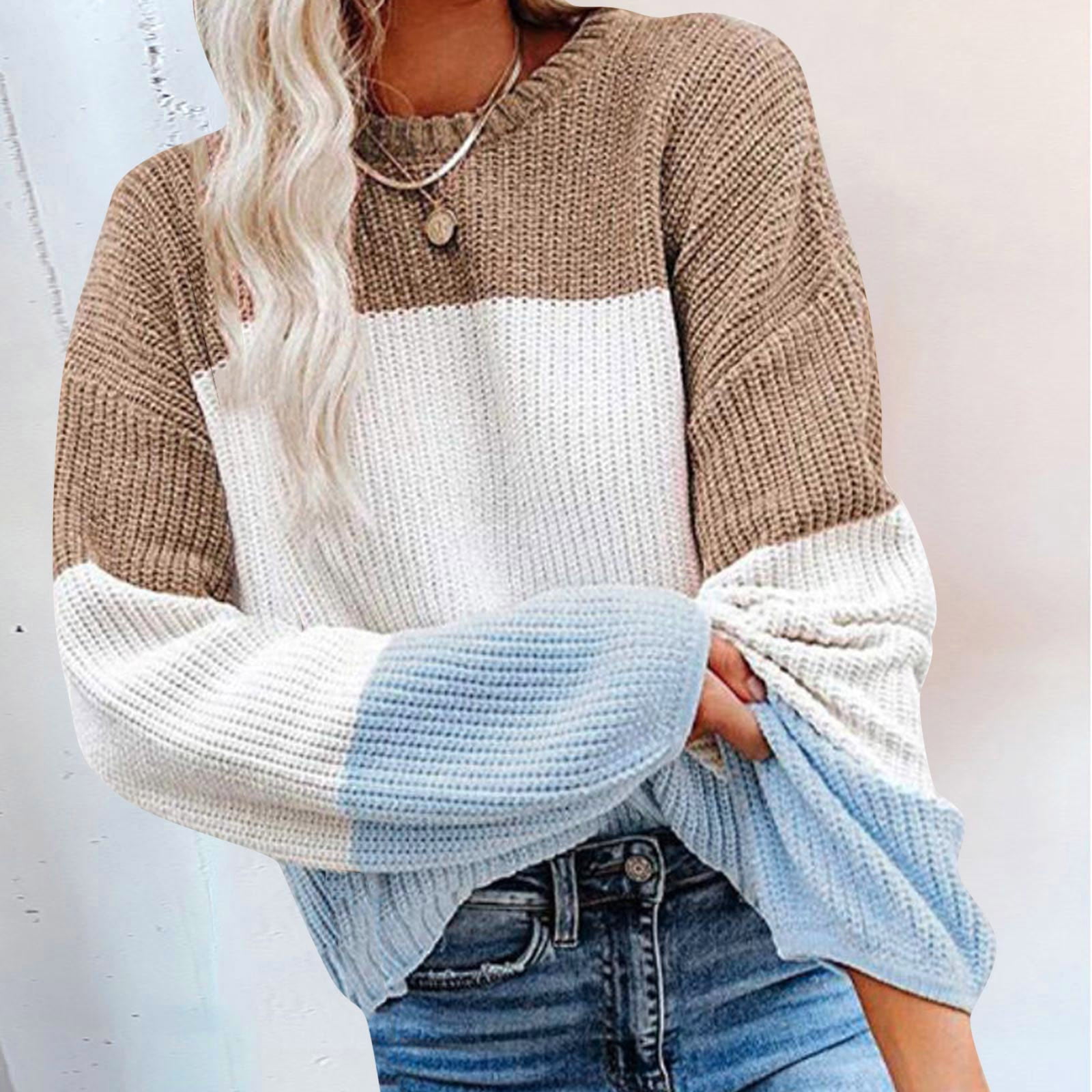 Gubotare Sweater for Women Casual Women's Fall Sweaters Casual Crew ...