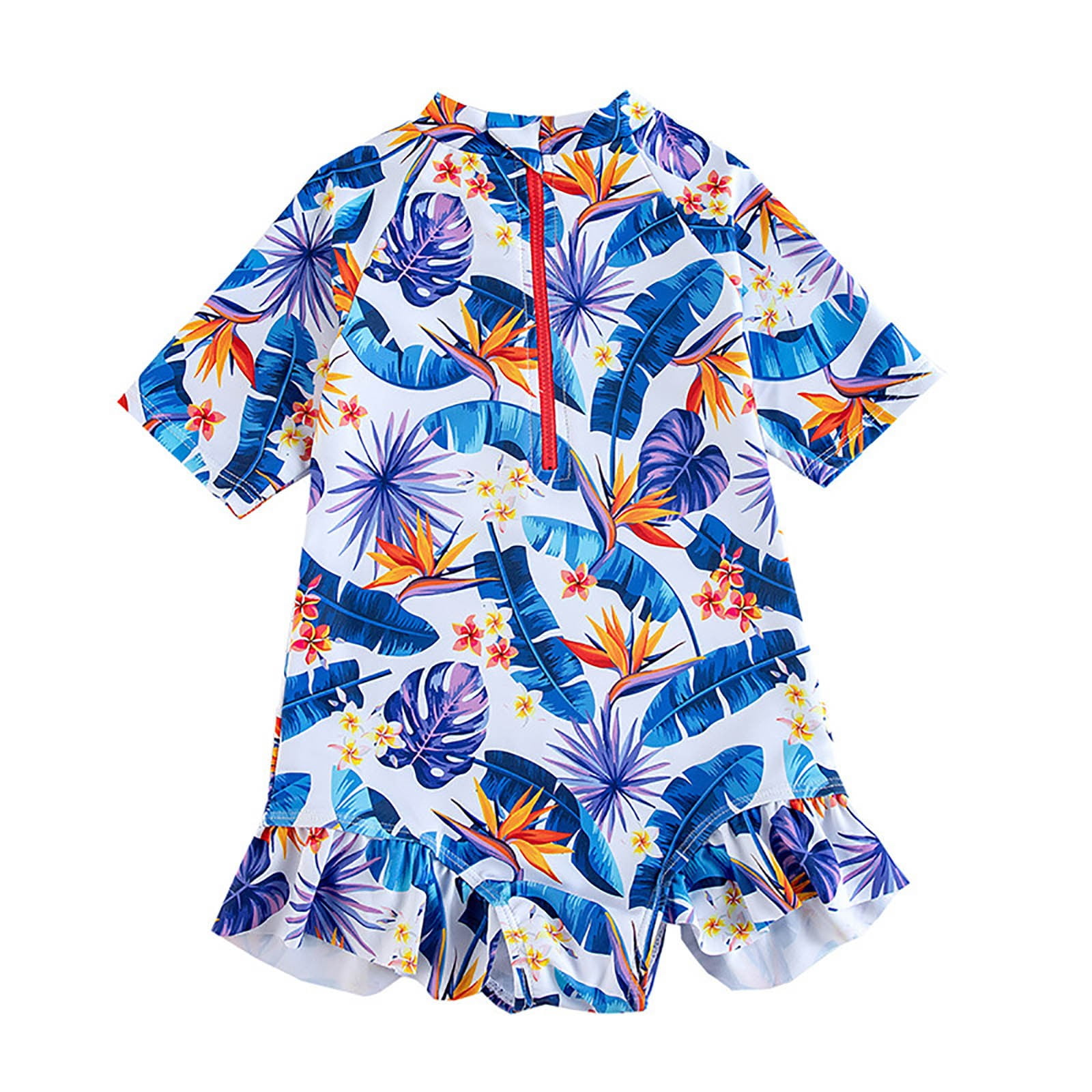 Gubotare Swimsuit Girl Short Sleeve Swimsuit for Girls, UPF 50+, One ...