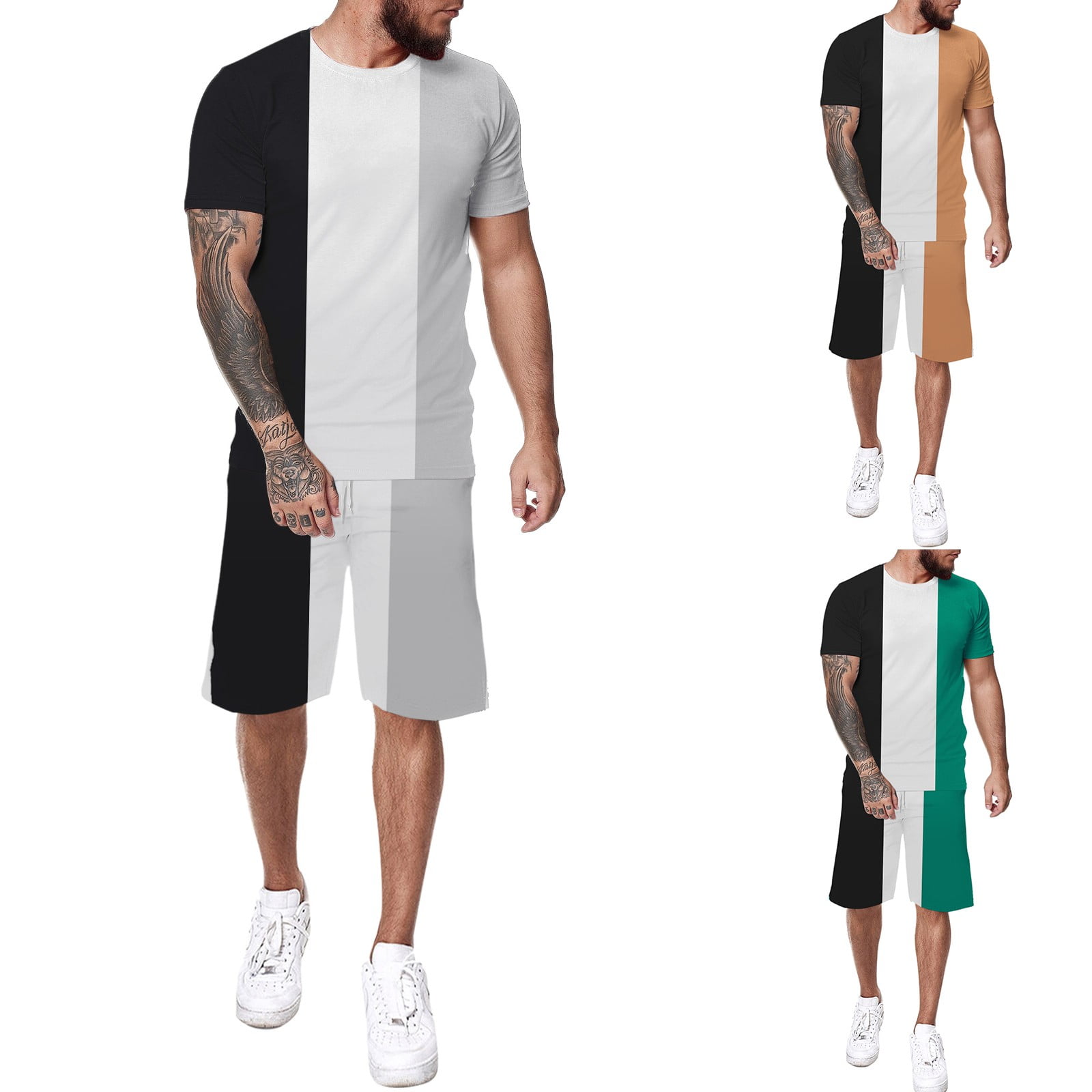 Gubotare Two Piece Short Outfits Mens Sets Button Down Shirt And