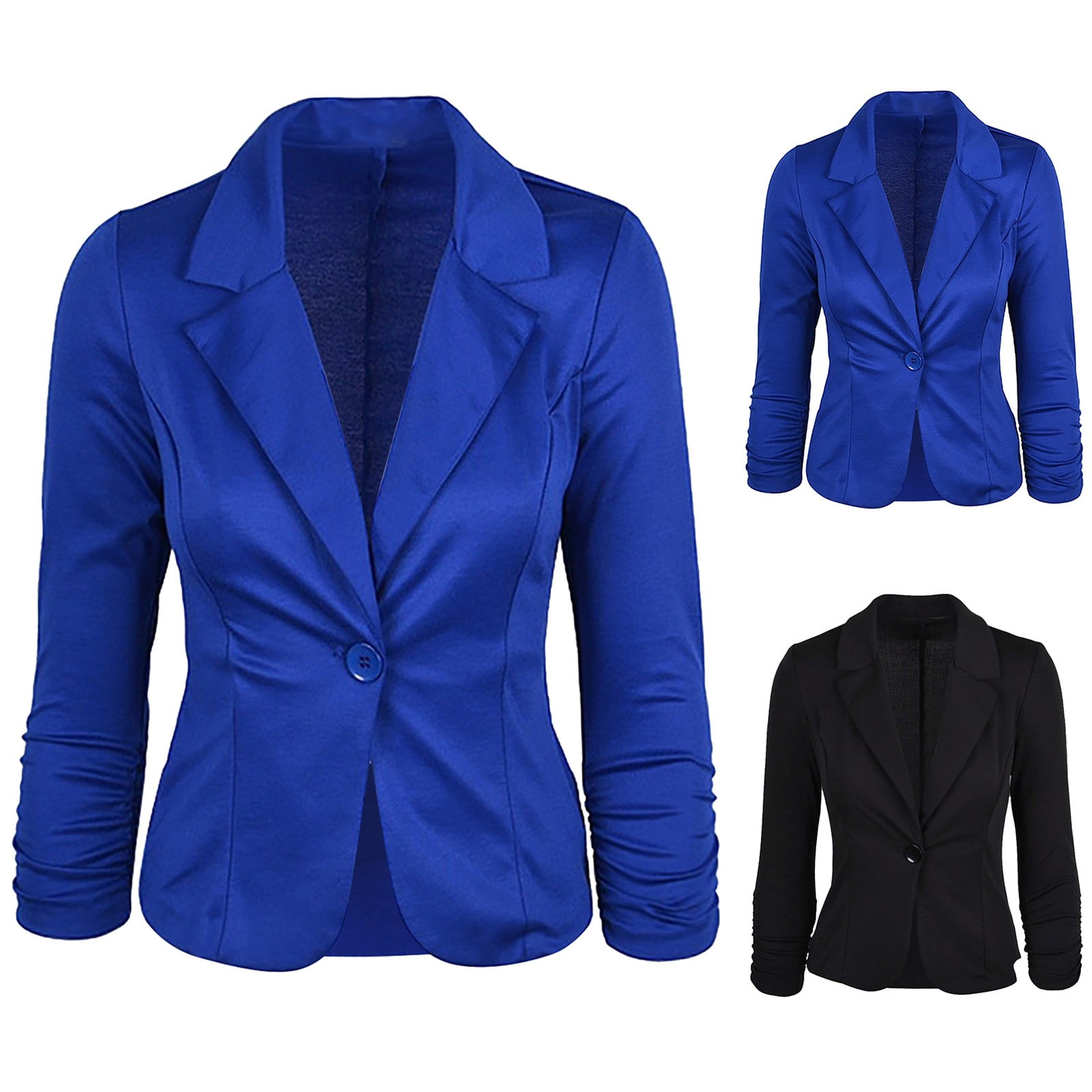 Gubotare Womens Blazers Trendy Womens Notched Lapel Pockets Button ...
