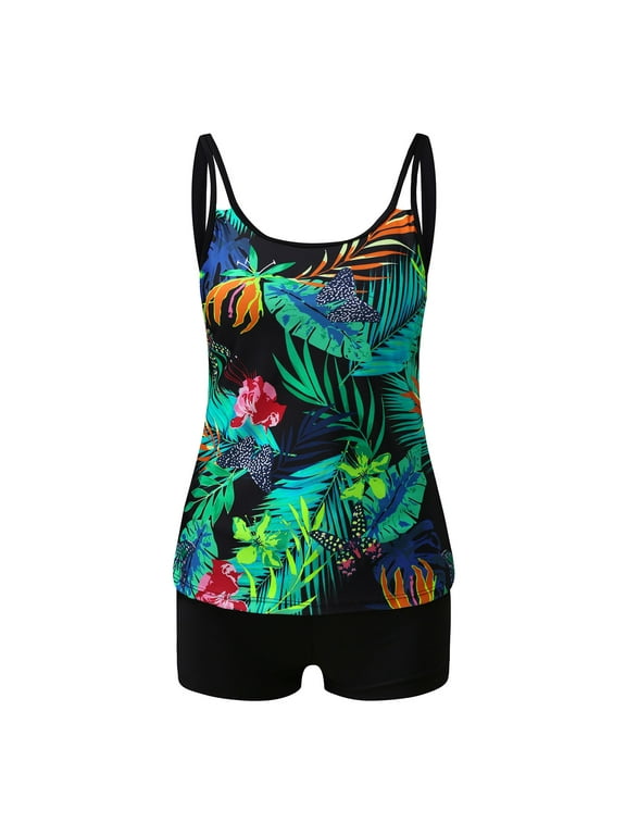 Clearance! Yajing Womens Swimwear Plus Size Tankini Swimsuits Two Piece ...