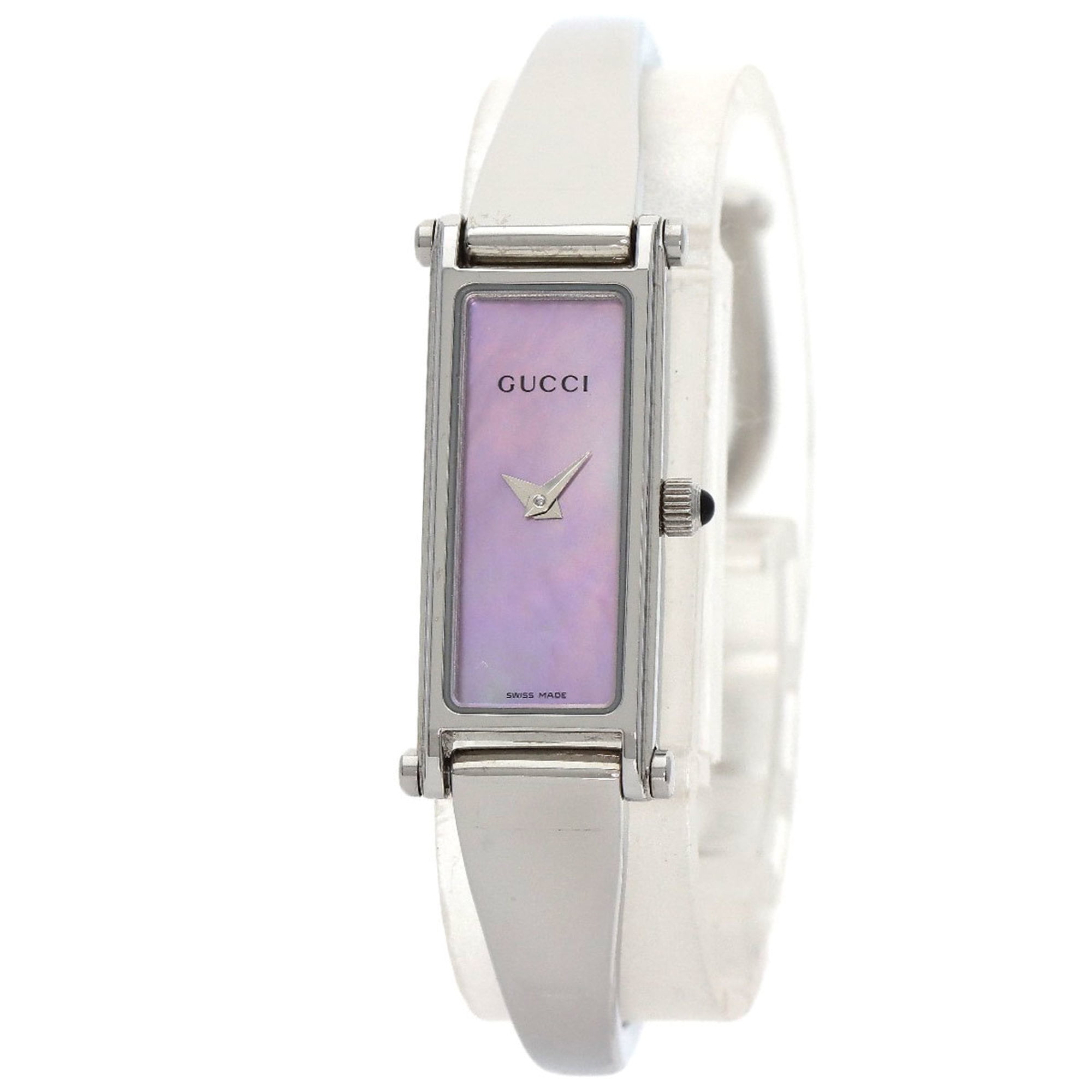 Pre-Owned Gucci 1500L Square Face Bangle Watch Stainless Steel SS ...