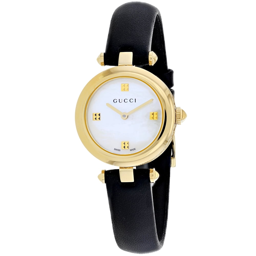 Gucci Diamantissima Leather Watch YA141505, Gold-Tone Stainless Steel ...