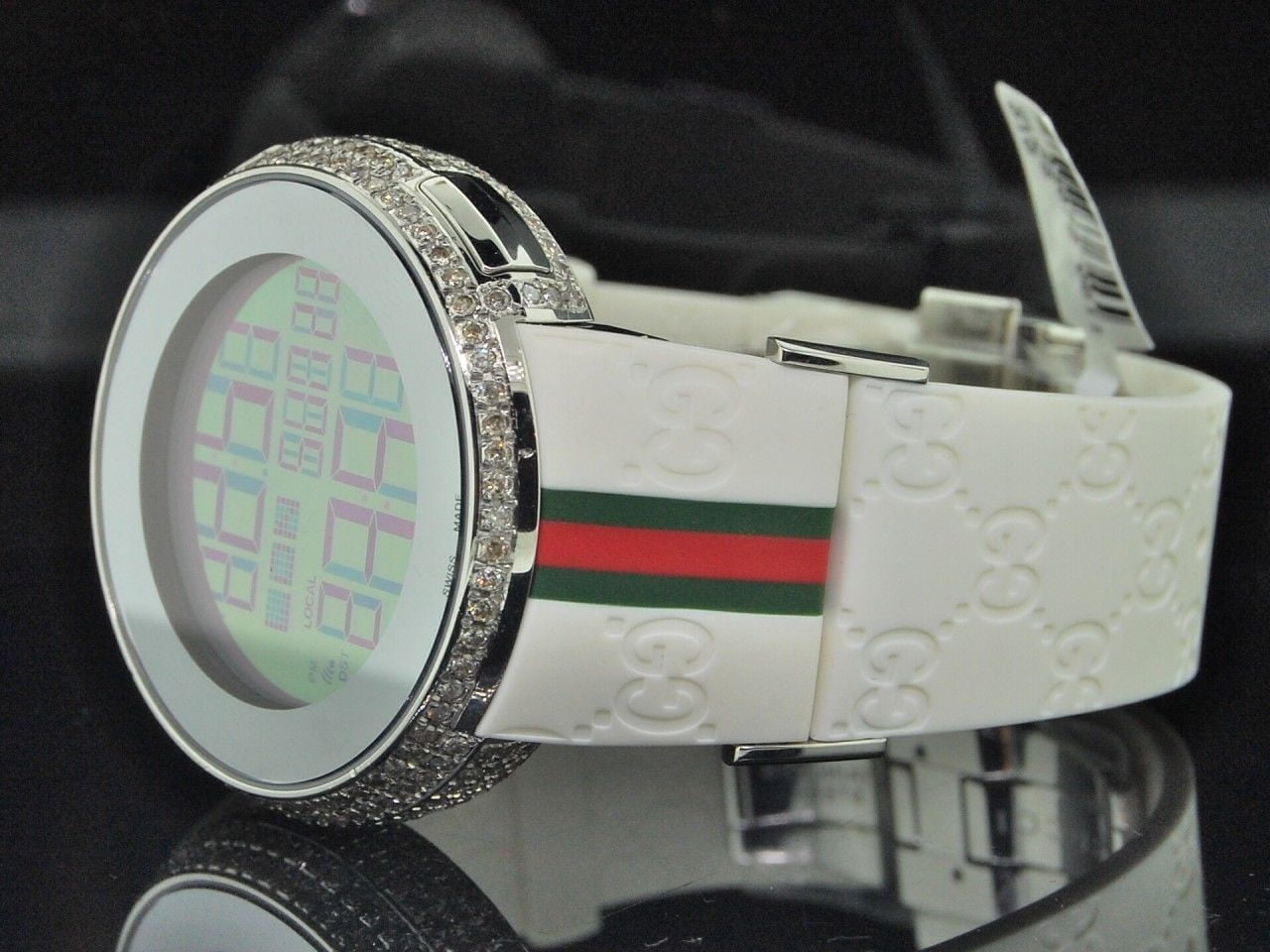 Gucci Diamond White Watch Mens Full Casing Ya114214 5 Row Gucci Diamond White Watch Mens Full Casing Ya114214 5 Row