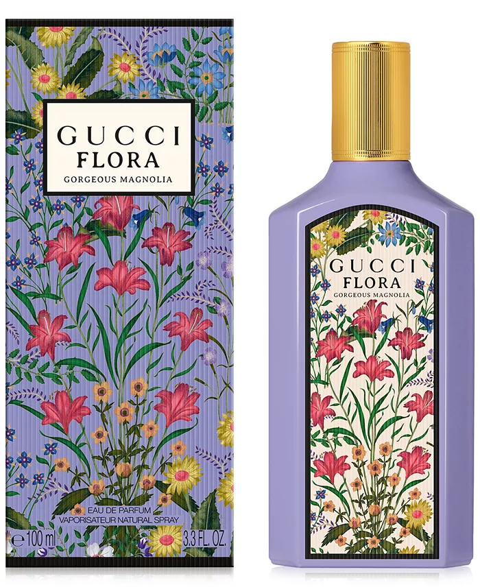 Gucci Flora Gorgeous Magnolia EDP, Floral Fruity Perfume, 3.38 oz, Pack ...