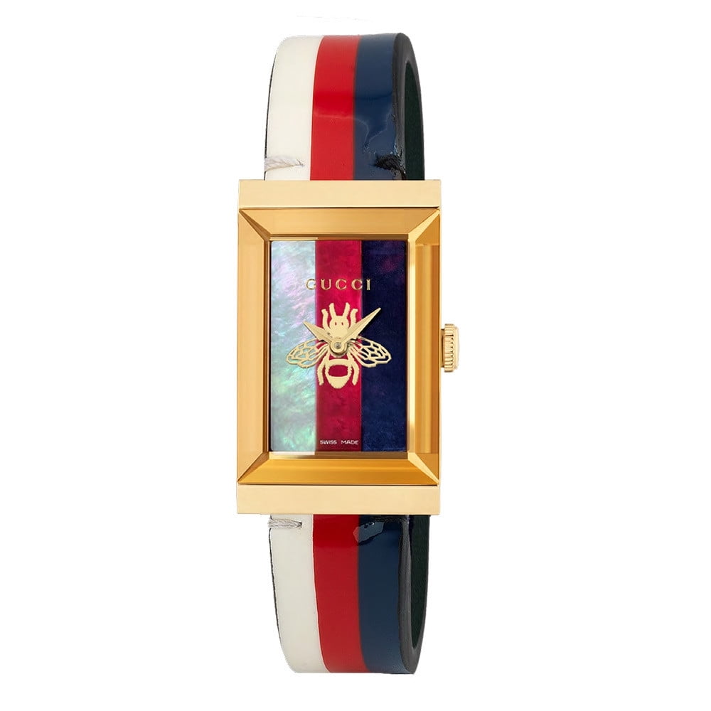 Gucci G-Frame Multicolor Dial Leather Strap Women's Watch YA147409 ...
