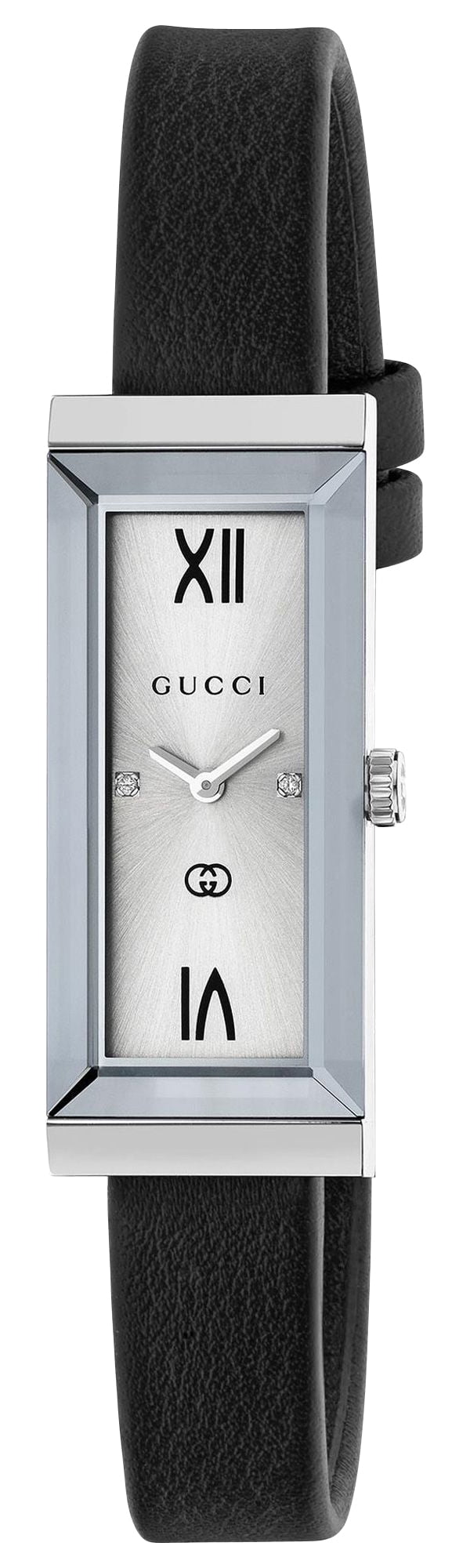 Gucci G-Frame Stainless Steel Silver-Tone Dial Black Leather Strap ...