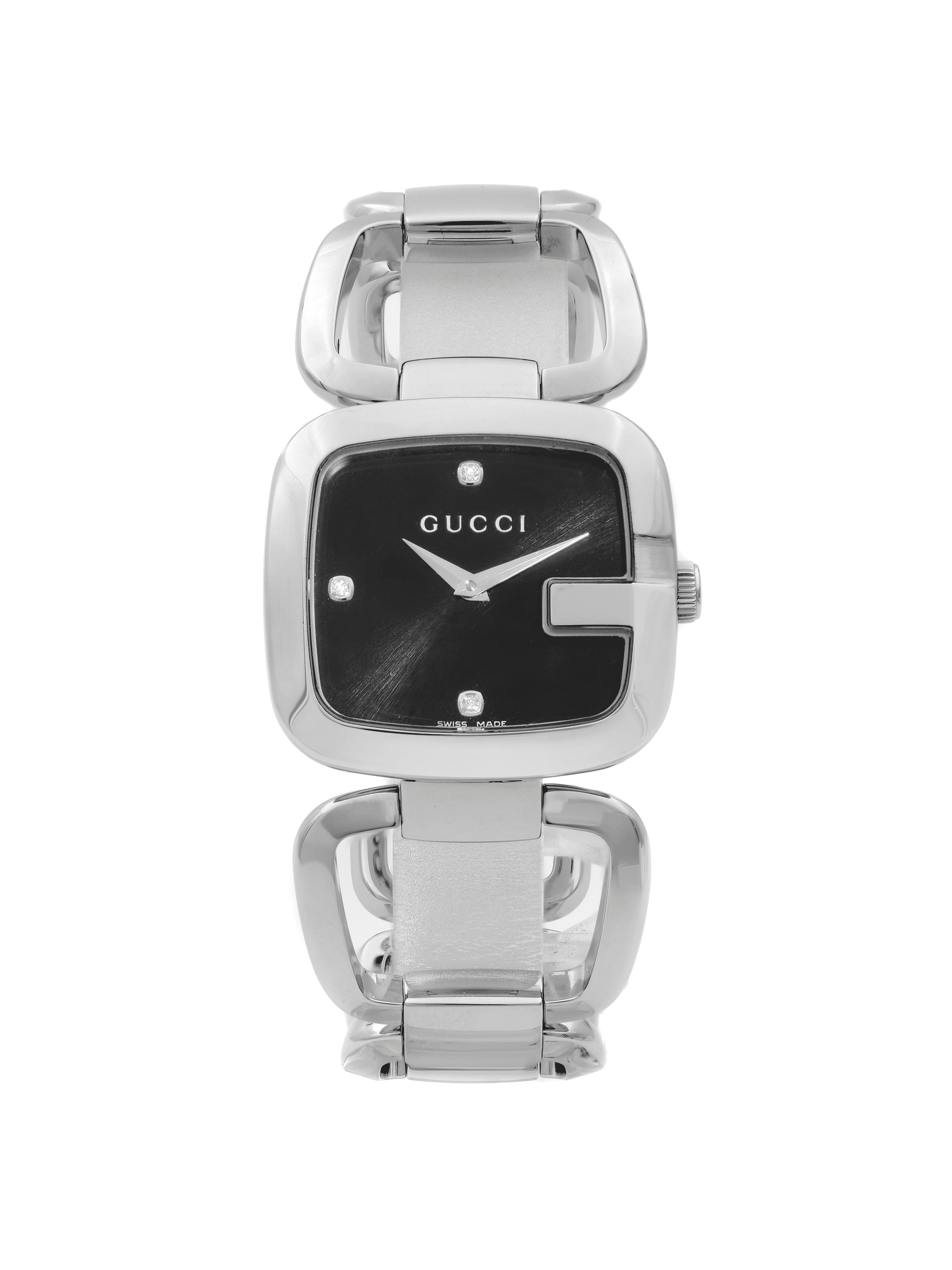 Gucci G-Gucci Stainless Steel Diamond Black Dial Quartz Ladies Watch YA125406 - Walmart.com