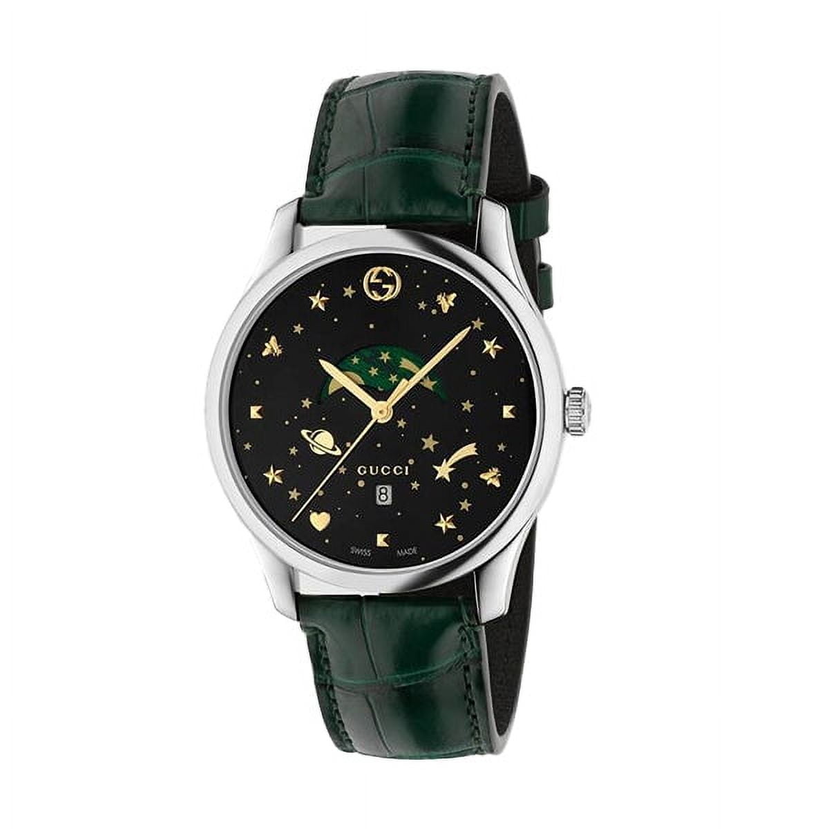 Gucci G-Timeless Black Dial Green Leather Strap Men's Watch YA126326 ...
