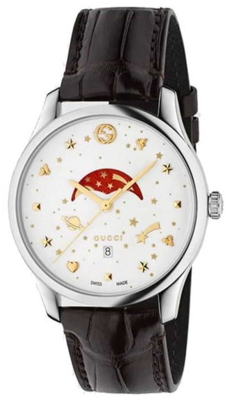 Gucci G-Timeless Quartz White Dial Black Leather Strap Men's Watch ...
