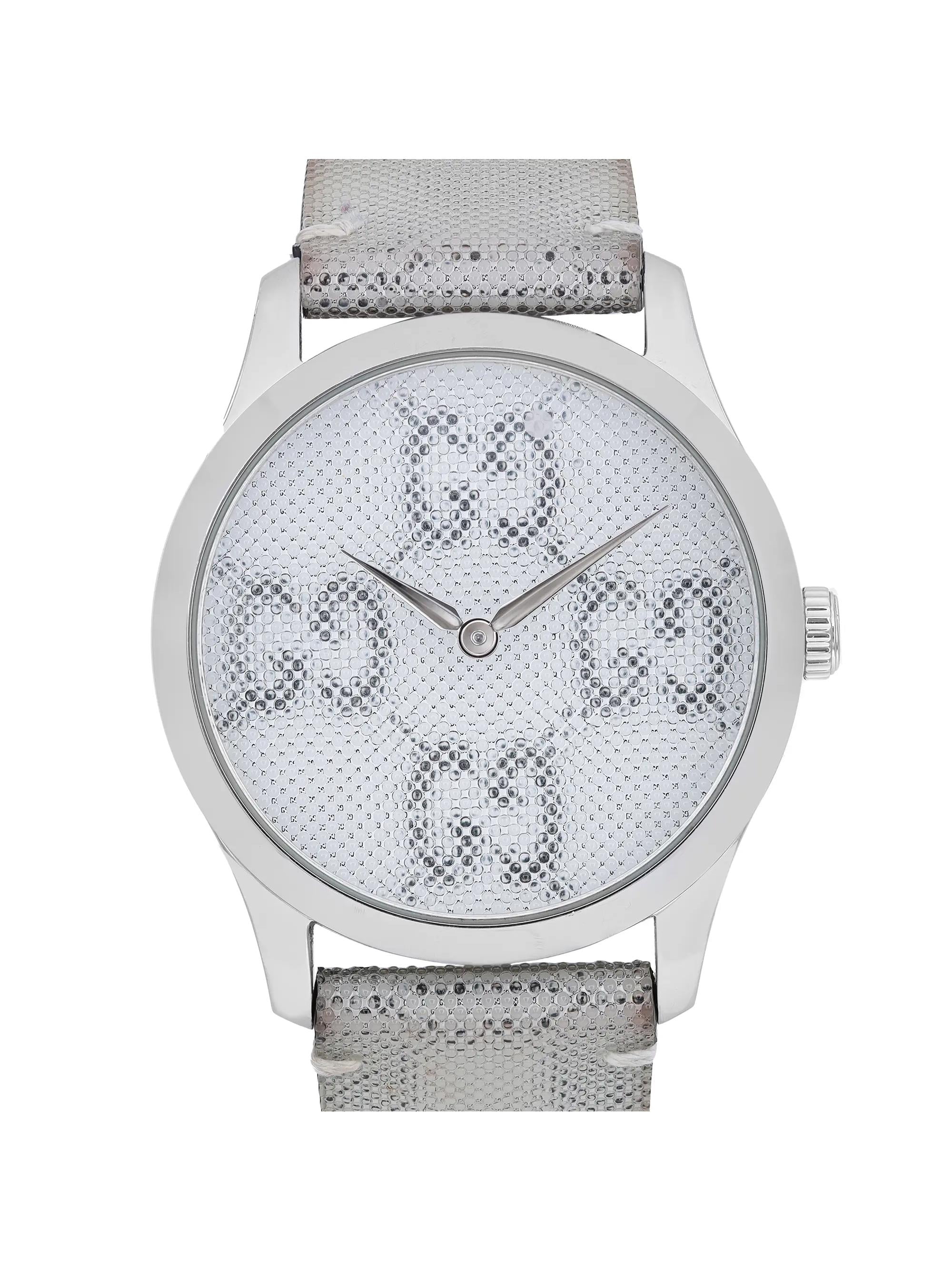 Gucci G-Timeless Steel GG Motif Hologram Dial Quartz Unisex Watch ...