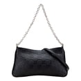 Gucci GG Emblem Black Embossed Leather Shoulder Bag Chain and Leather ...
