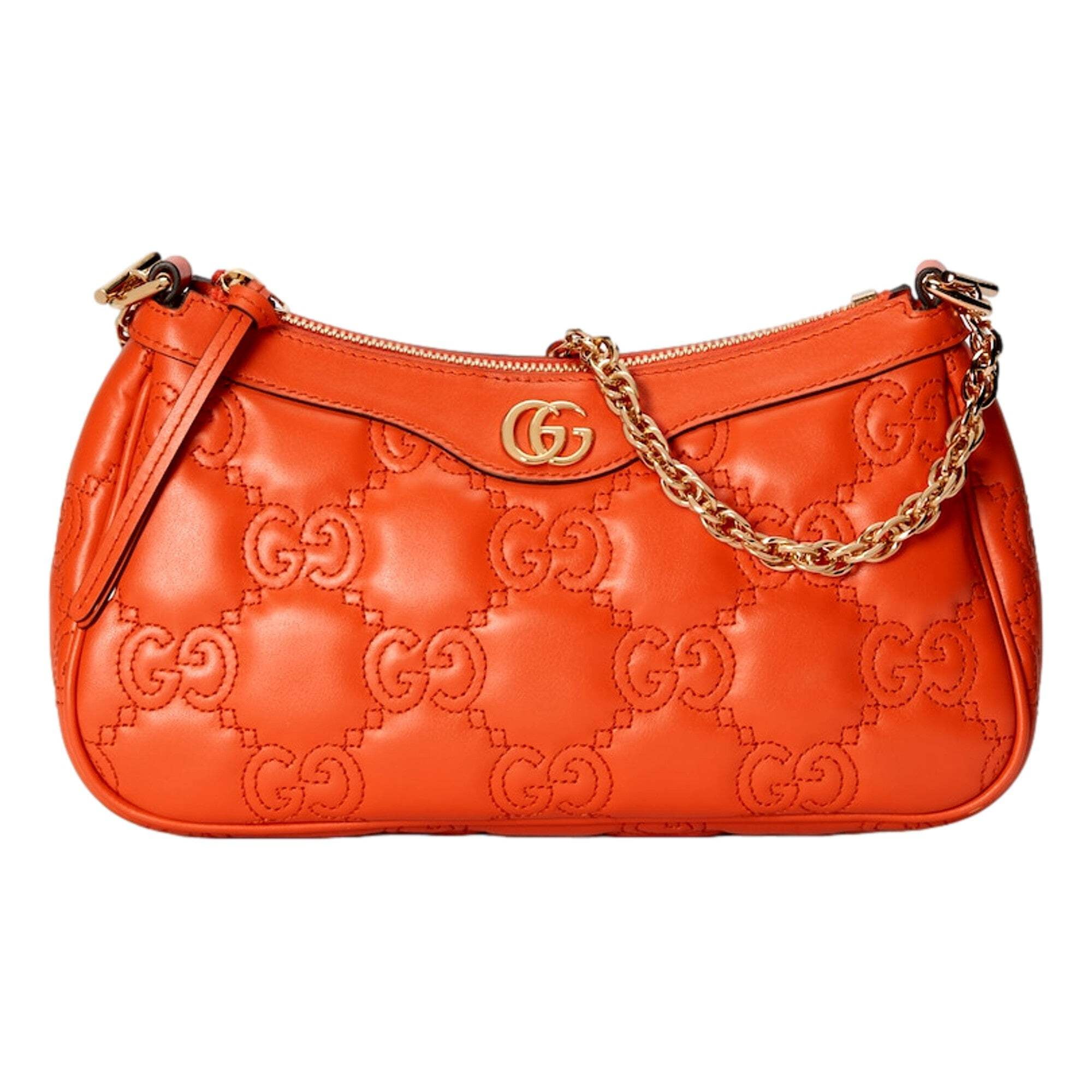 Gucci GG Quilted Matelassé Leather Mini Shoulder Bag In Orange ...