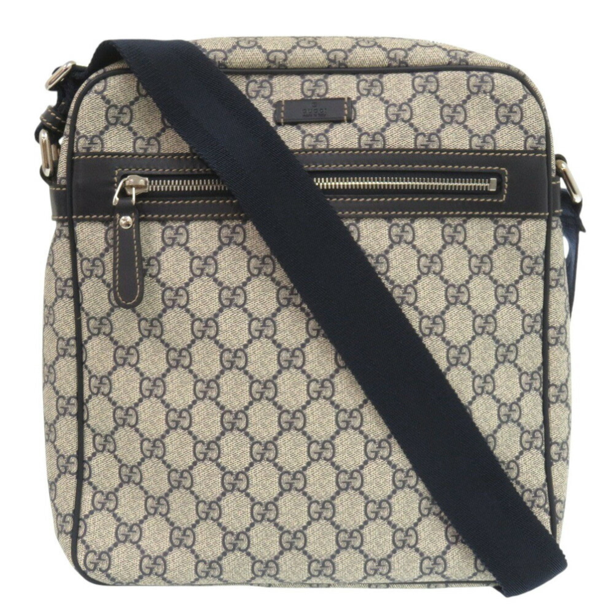 Pre-Owned Gucci GG Supreme Canvas Navy Beige 201448 Shoulder Bag ...