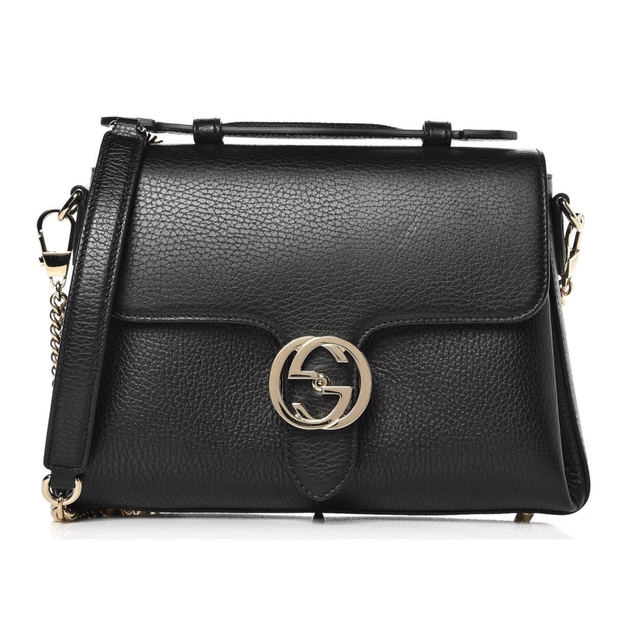 Gucci Interlocking G Black Leather Chain Shoulder Bag 510302 - Walmart.com