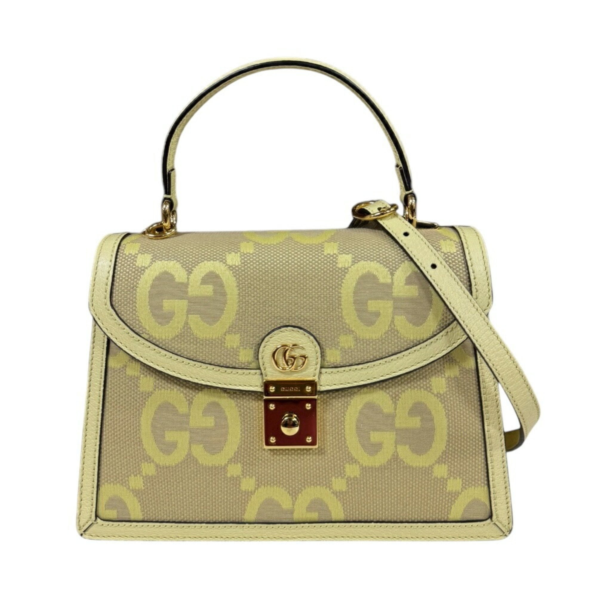 Pre-Owned Gucci Jumbo GG Shoulder Bag Canvas 651055 Yellow Women's ...
