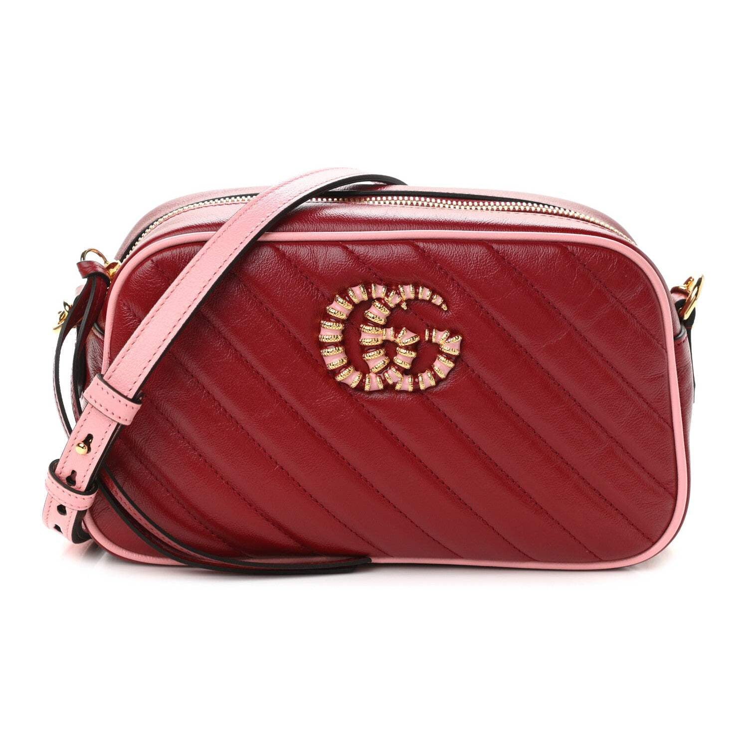 Gucci Marmont Red Leather Diagonal Matelasse Shoulder Bag - Walmart.com