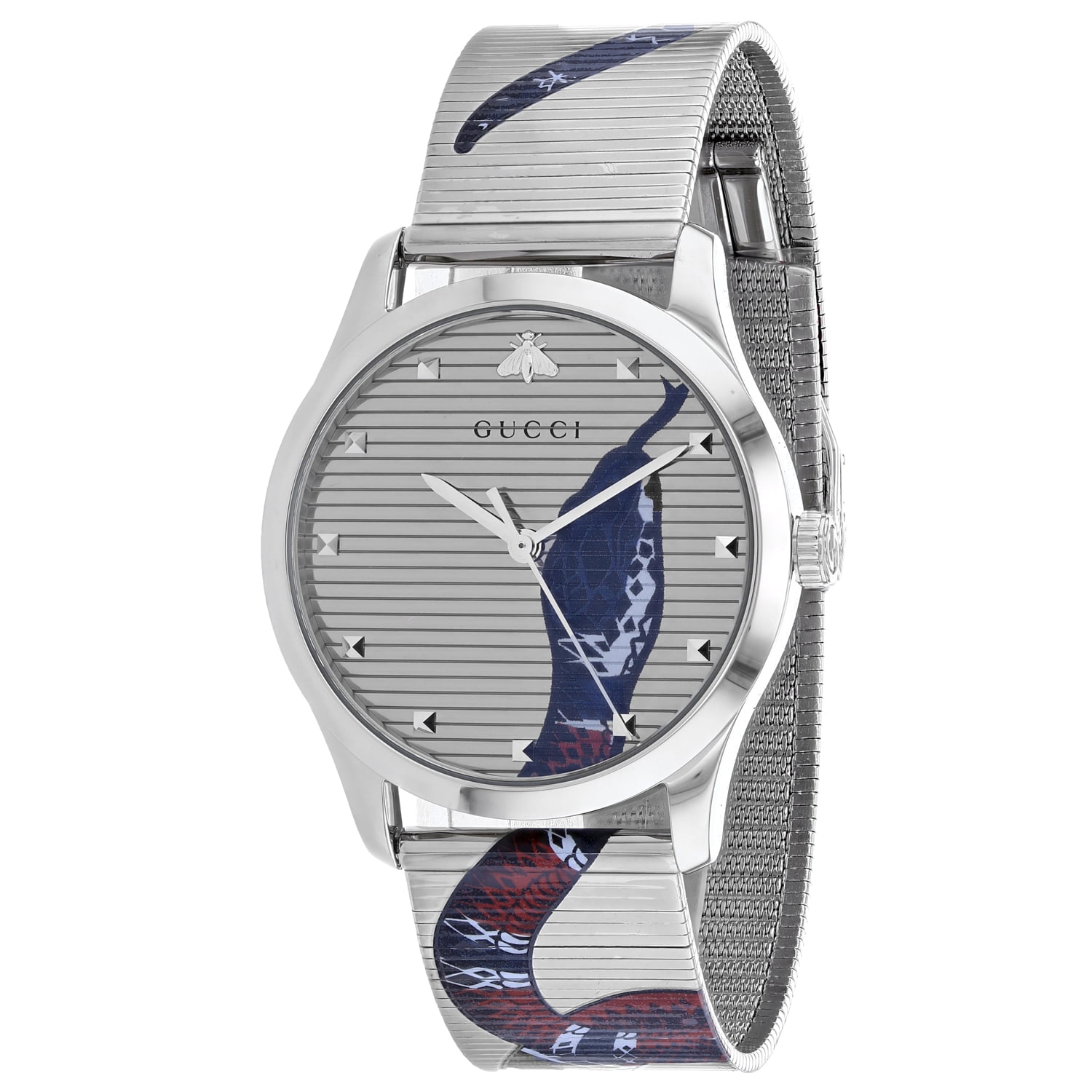 Gucci YA1264123 G-Timeless Silver Dial Quartz Watch Unisex, Silver-Tone ...