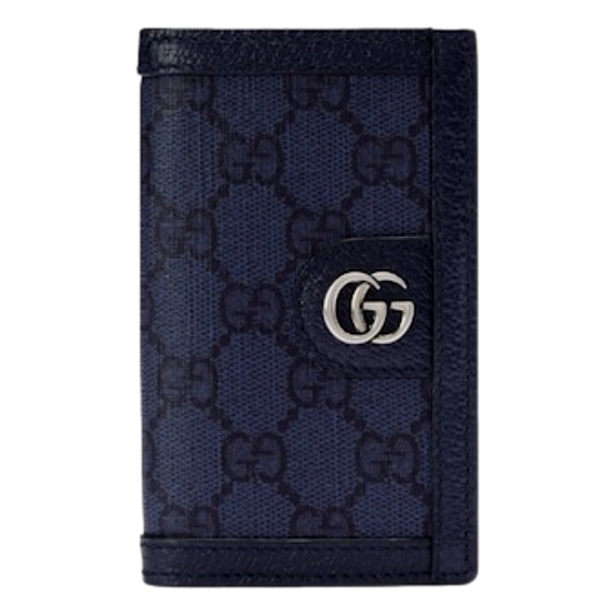 Gucci Ophidia Navy Blue GG Supreme Bifold Card Case Wallet 10 Slot ...