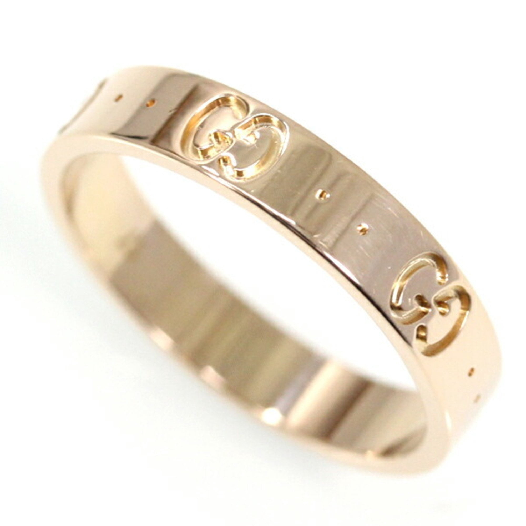 Pre-Owned Gucci Ring Icon K18 PG Pink Gold GG Engraved 17 GUCCI Men's ...
