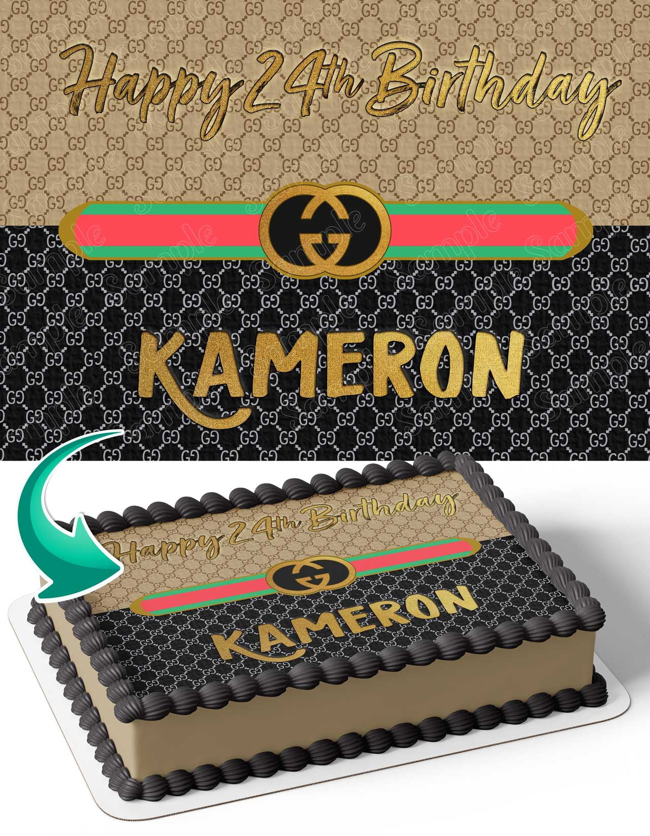 Guccy G2 Edible Image Cake Topper Personalized Birthday Sheet Decal ...