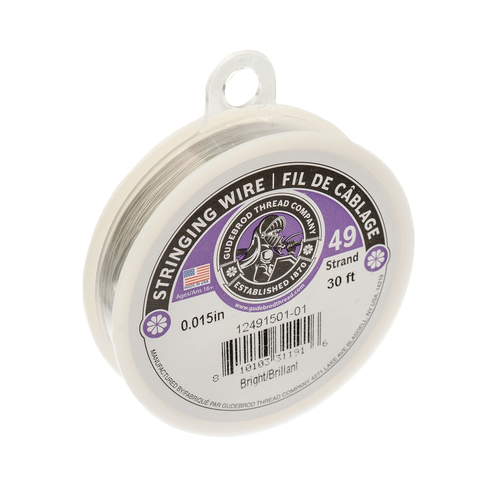 Gudebrod 0.015" 49 Strand Bright Stainless Steel Metal Jewelry Tigar ...