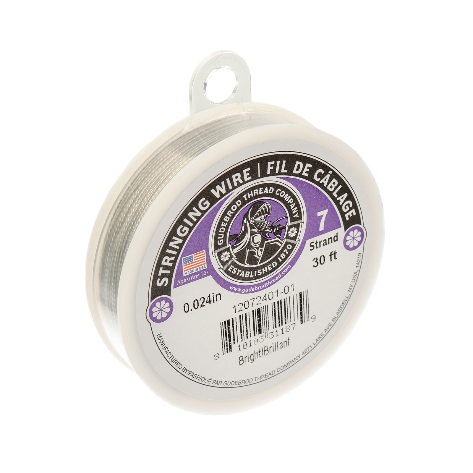 Gudebrod 0.024" 7 Strand Bright Stainless Steel Metal Jewelry Tigar ...