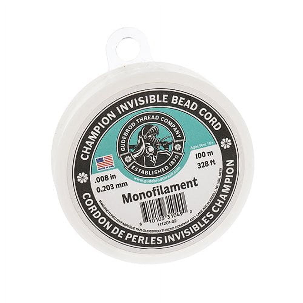 Gudebrod Champion 100m (328ft) Invisible Monofilament Clear Cord, 0.2mm ...