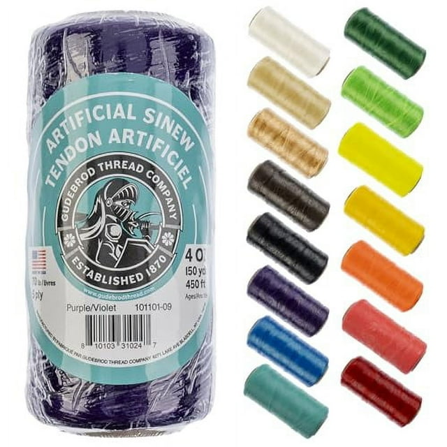 Gudebrod Sinew 150 Yards (450 ft) Purple Artificial Sinew Thread, 4oz ...