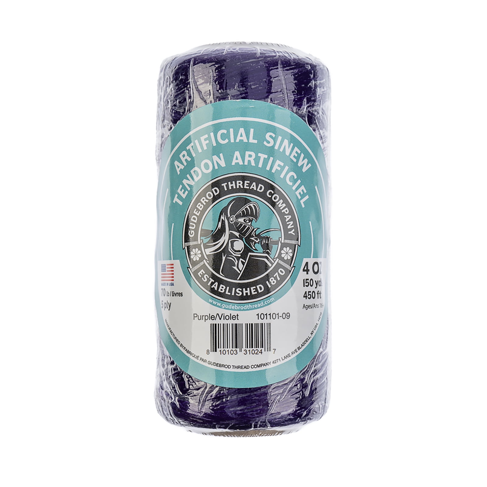 Gudebrod Sinew 150 Yards (450 ft) Purple Artificial Sinew Thread, 4oz ...