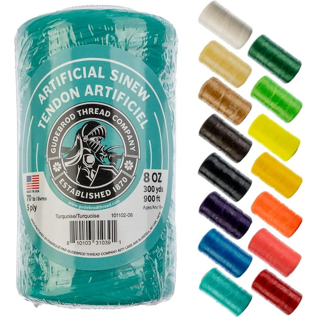 Gudebrod Sinew 300 Yards Turquoise Nylon Thread for Sewing, Beading ...