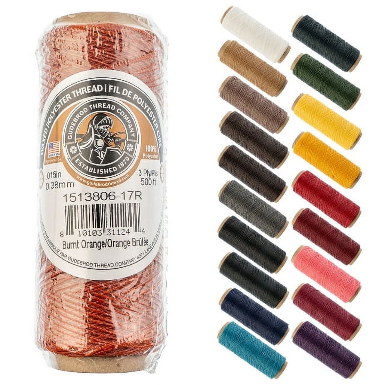 Gudebrod Waxed Thread 3ply 500ft Burnt Orange | Made In USA - Walmart.com