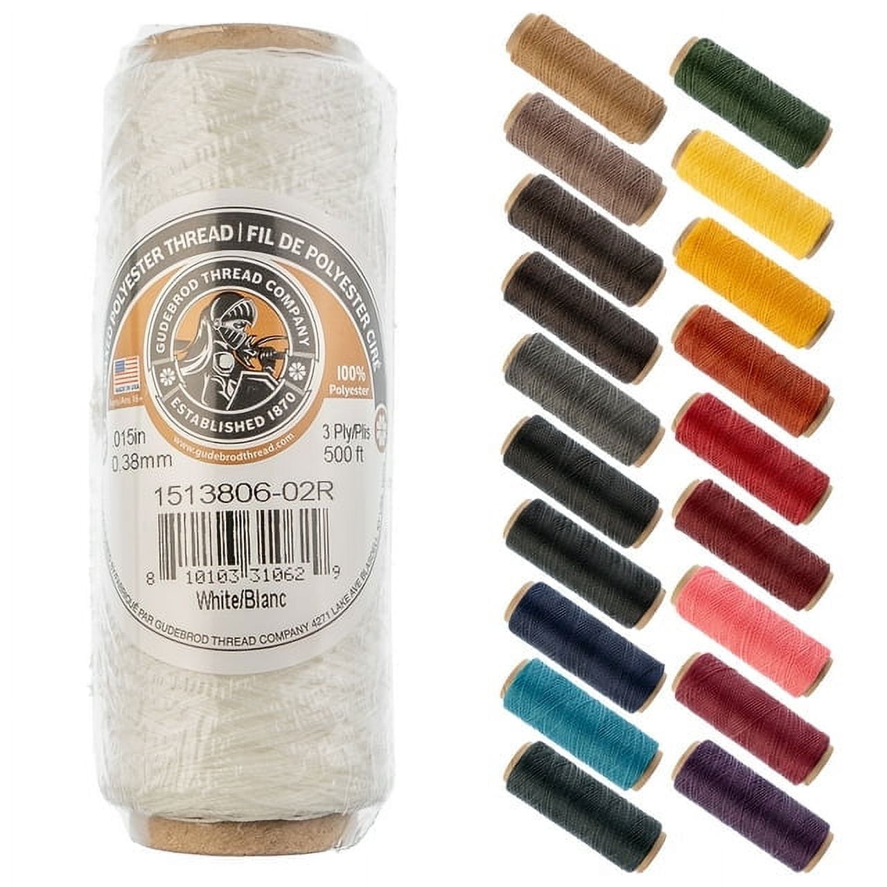 Gudebrod Waxed Thread 3ply 500ft White | Made In USA - Walmart.com