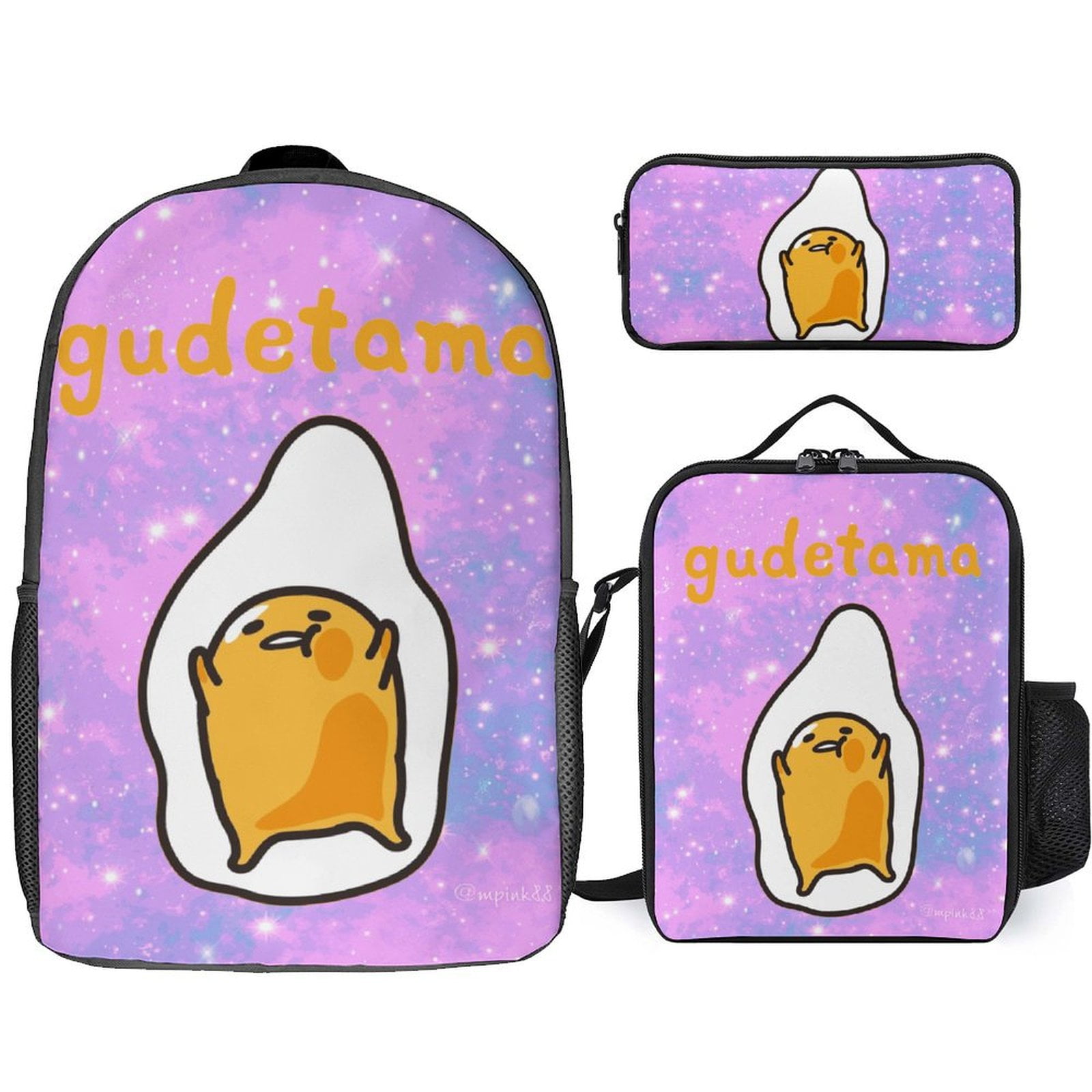 Gudetama Backpack 3 Piece Set Laptop Work Backpack Lunch Bag Pencil ...