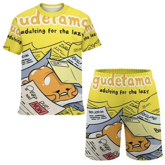 Gudetama Boys Short Sleeve Mesh T-Shirt And Shorts Outfit Set Summer ...
