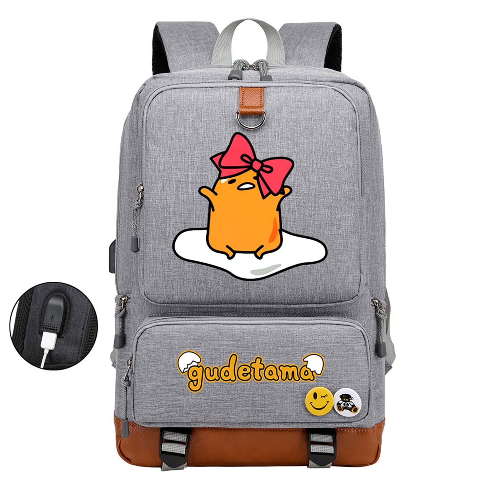 Gudetama Casual Daypack Cartoon School Bag with USB Charging Port ...
