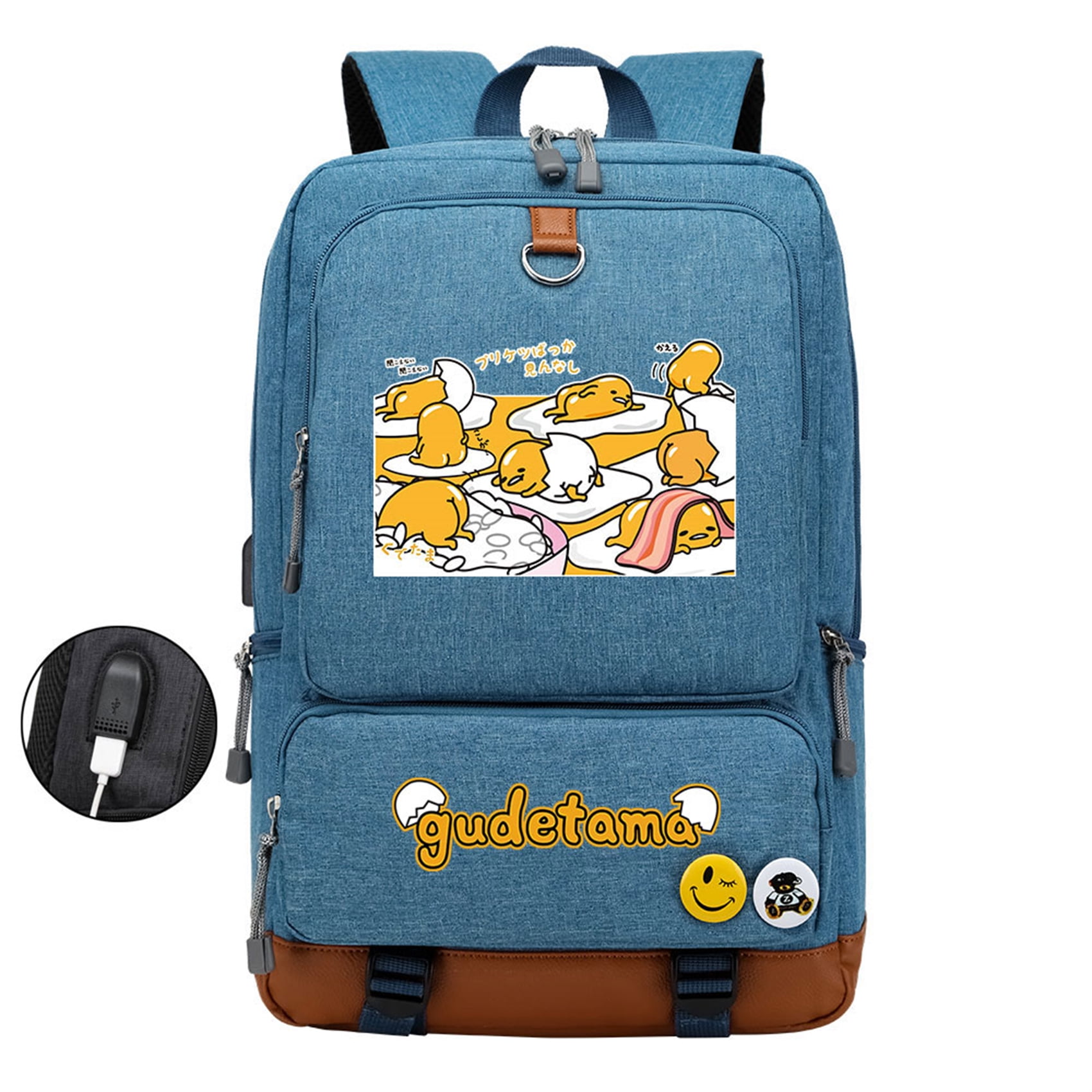 Gudetama Casual Daypack Cartoon School Bag with USB Charging Port ...