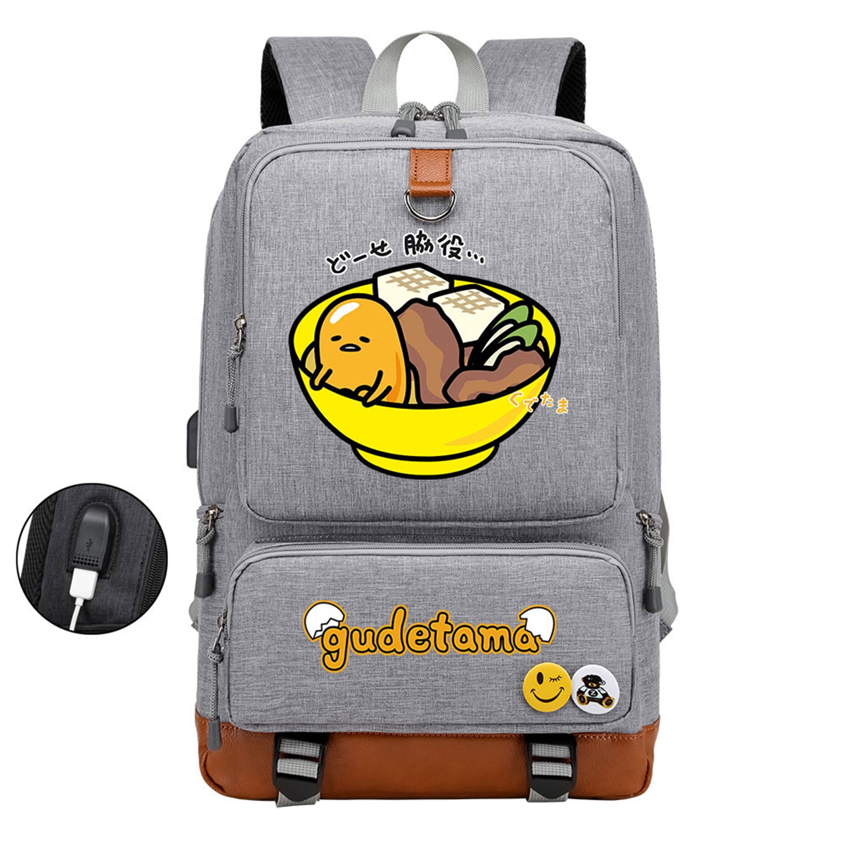 Gudetama Cute Daily Backpack with USB Charging Port-Classic Student ...