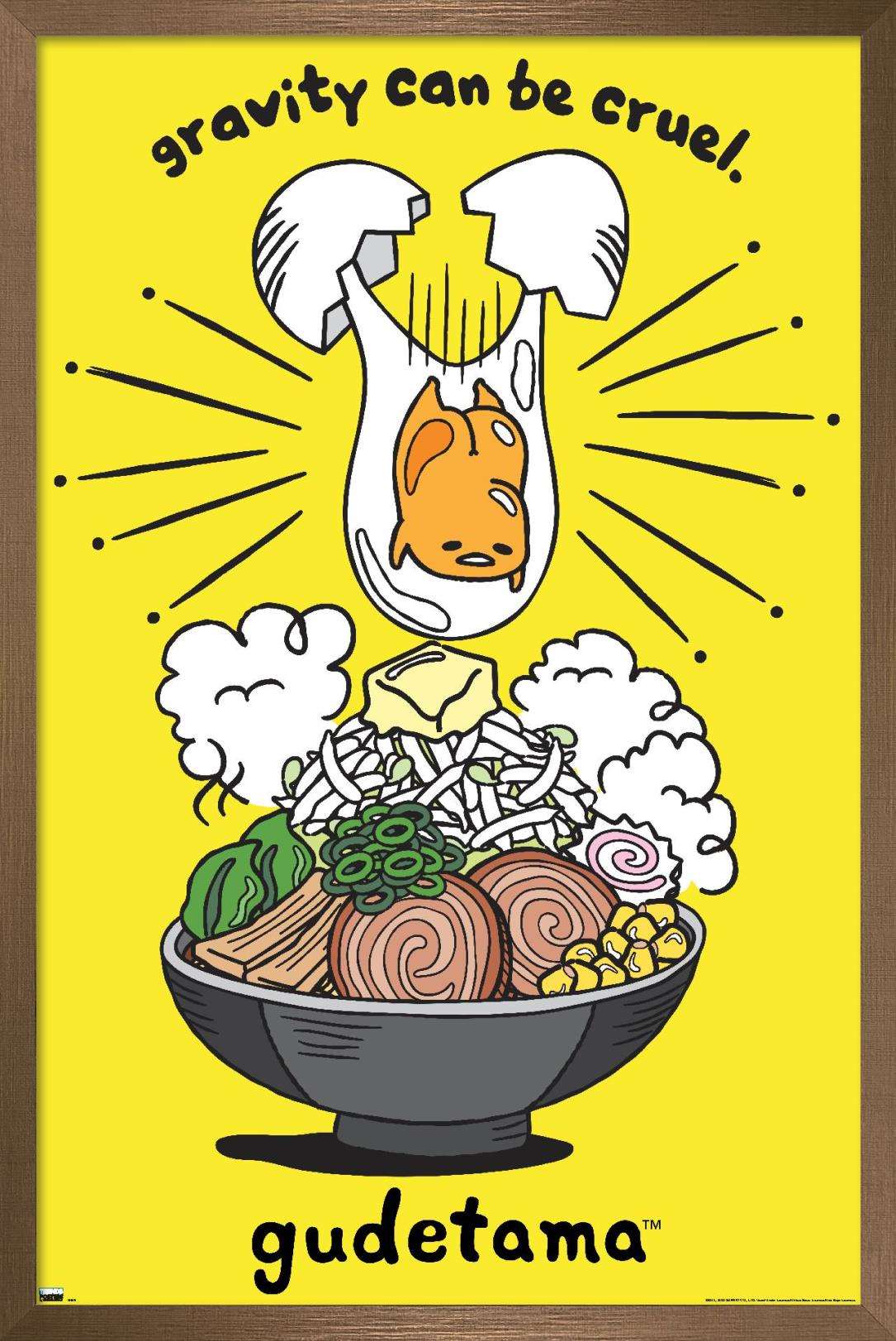 Gudetama - GraVity Wall Poster, 14.725" x 22.375", Framed - Walmart.com