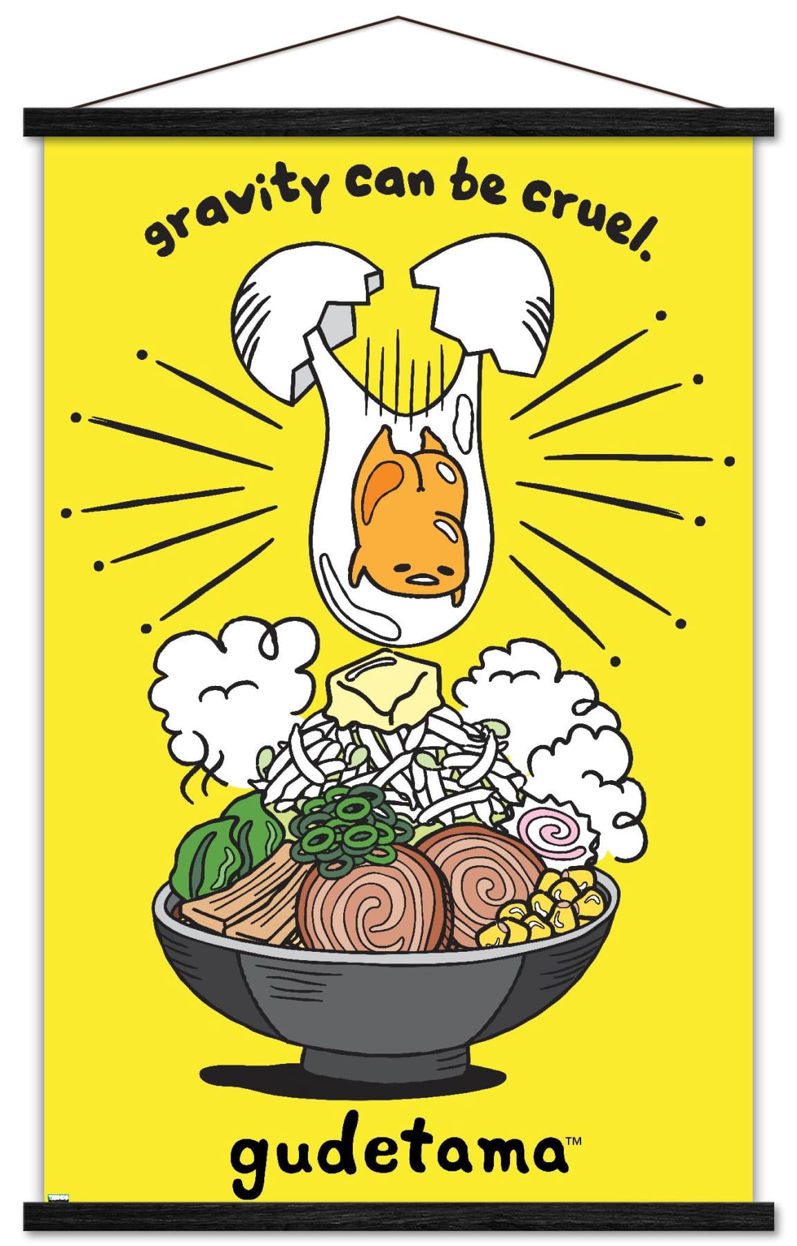 Gudetama - GraVity Wall Poster with Wooden Magnetic Frame, 22.375" x 34 ...