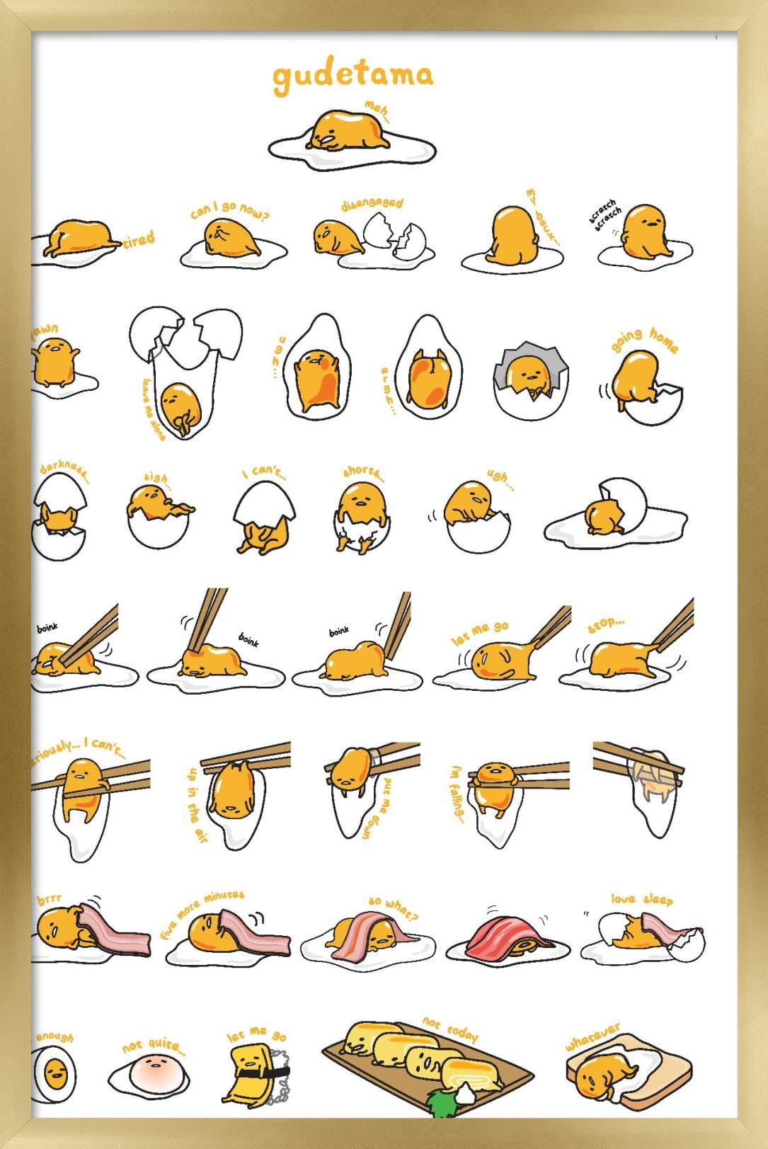 Gudetama - Grid Wall Poster, 14.725" x 22.375", Framed - Walmart.com