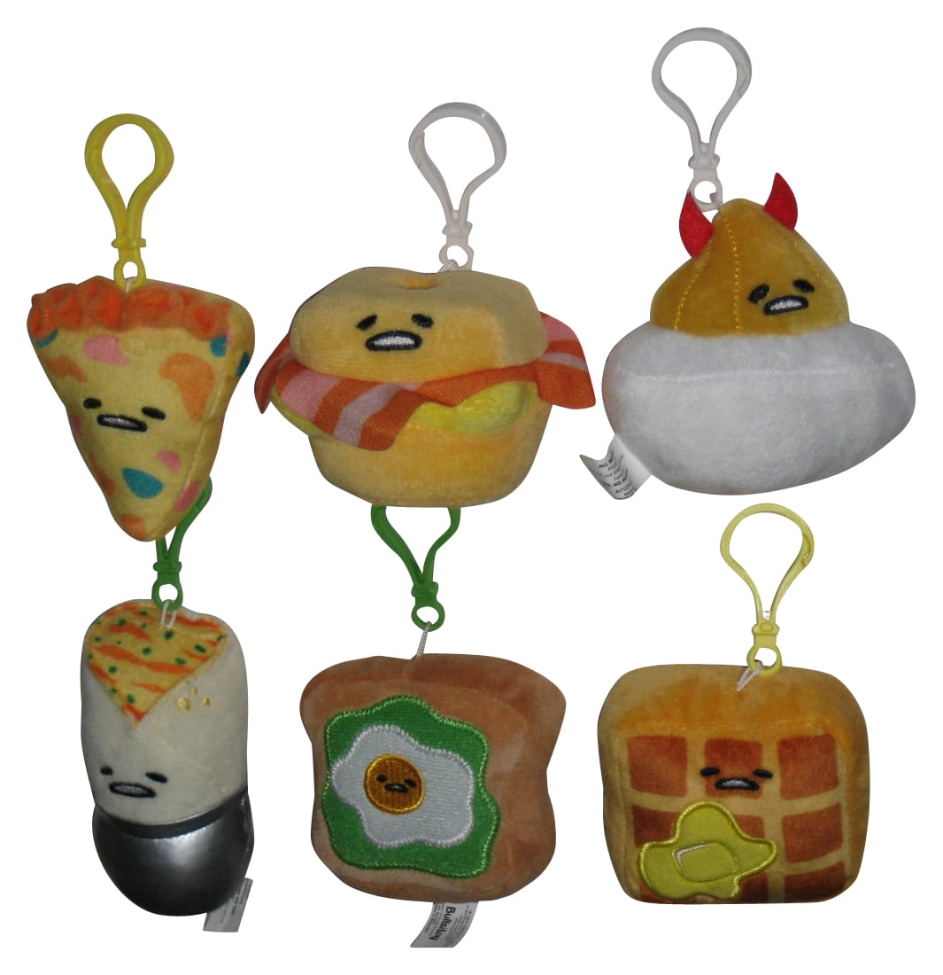 Gudetama Lazy Egg Dangler Bullsitoy 3-Inch Clip-On Plush Keychain Set ...