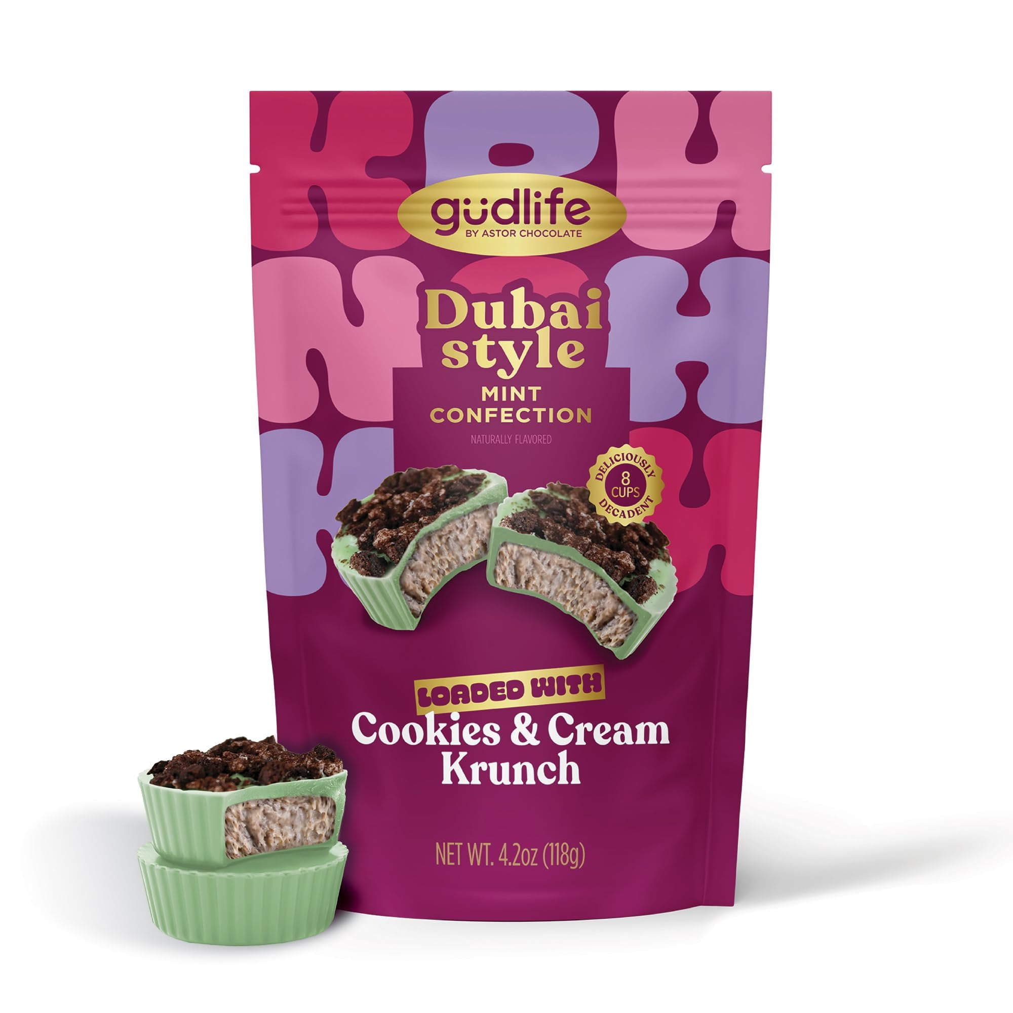 Gudlife Dubai Style Mini Chocolate Cups Individually Wrapped Mint ...