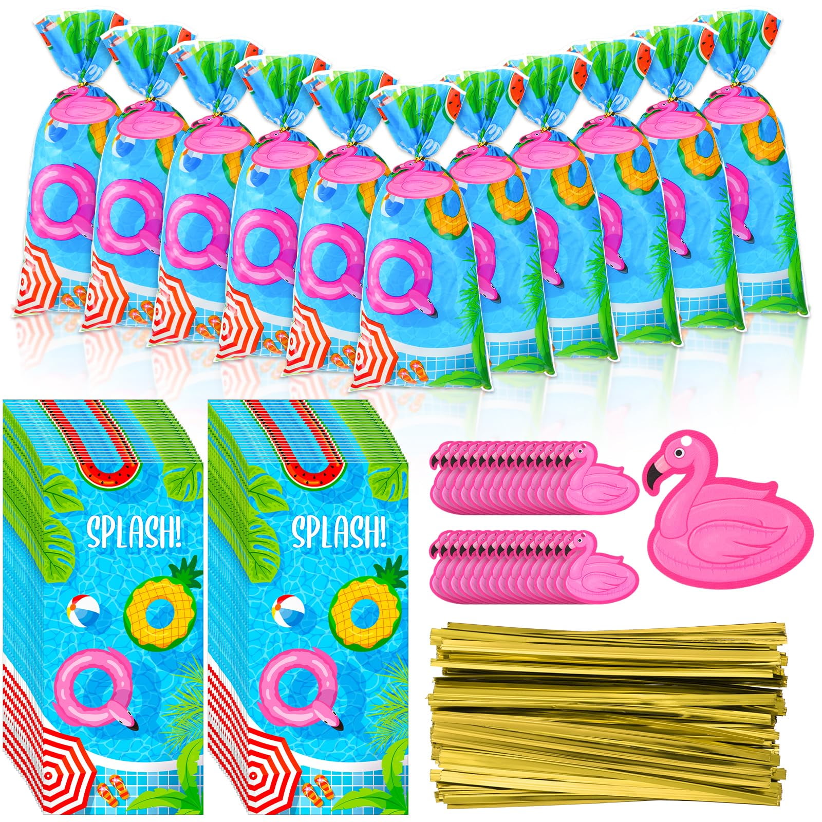 Gueevin 150 Set Summer KEF16 Pool Party Favors Goodie Cellophane Treat ...