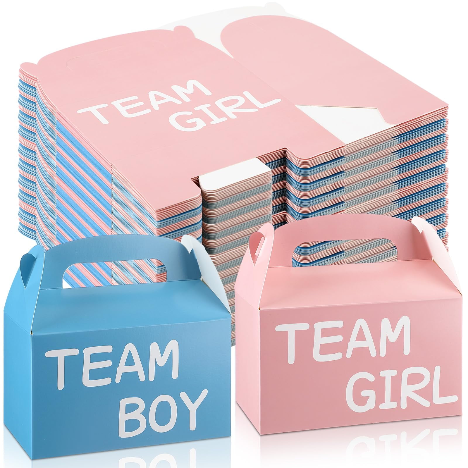 Gueevin 24 Pcs Gender IFF17 Reveal Boxes Pink Gender Reveal Favor Paper ...