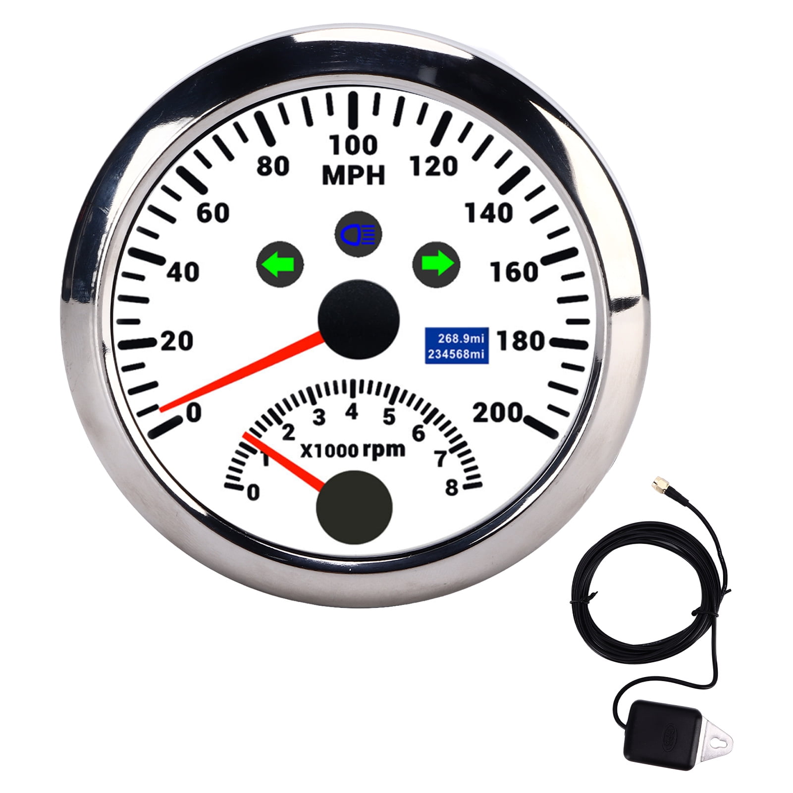 Gueiykk 85mm 0‑200MPH GPS Speedometer 0‑8000rpm Tachometer Gauge ...